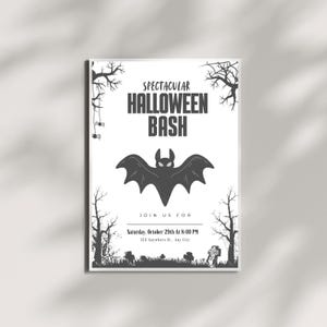Editable Halloween Party Invitation Template Spooky Canva Design DIY ...