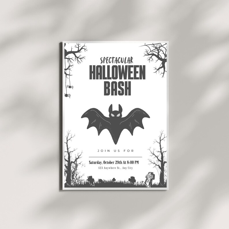 Editable Halloween Party Invitation Template Spooky Canva Design DIY ...