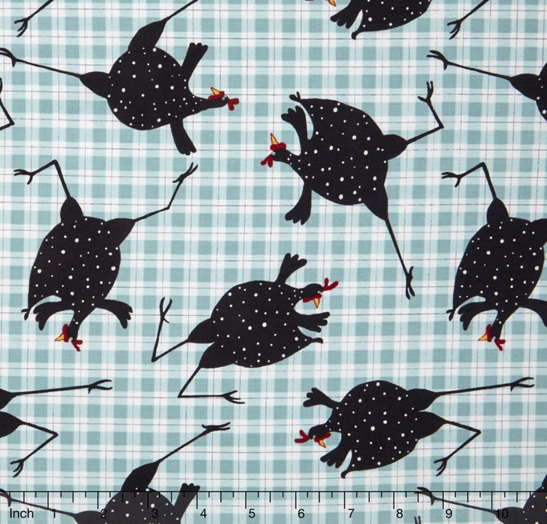 Wacky Chicken Cotton Fabric - by the Yard and Half Yard - Wash Day ...