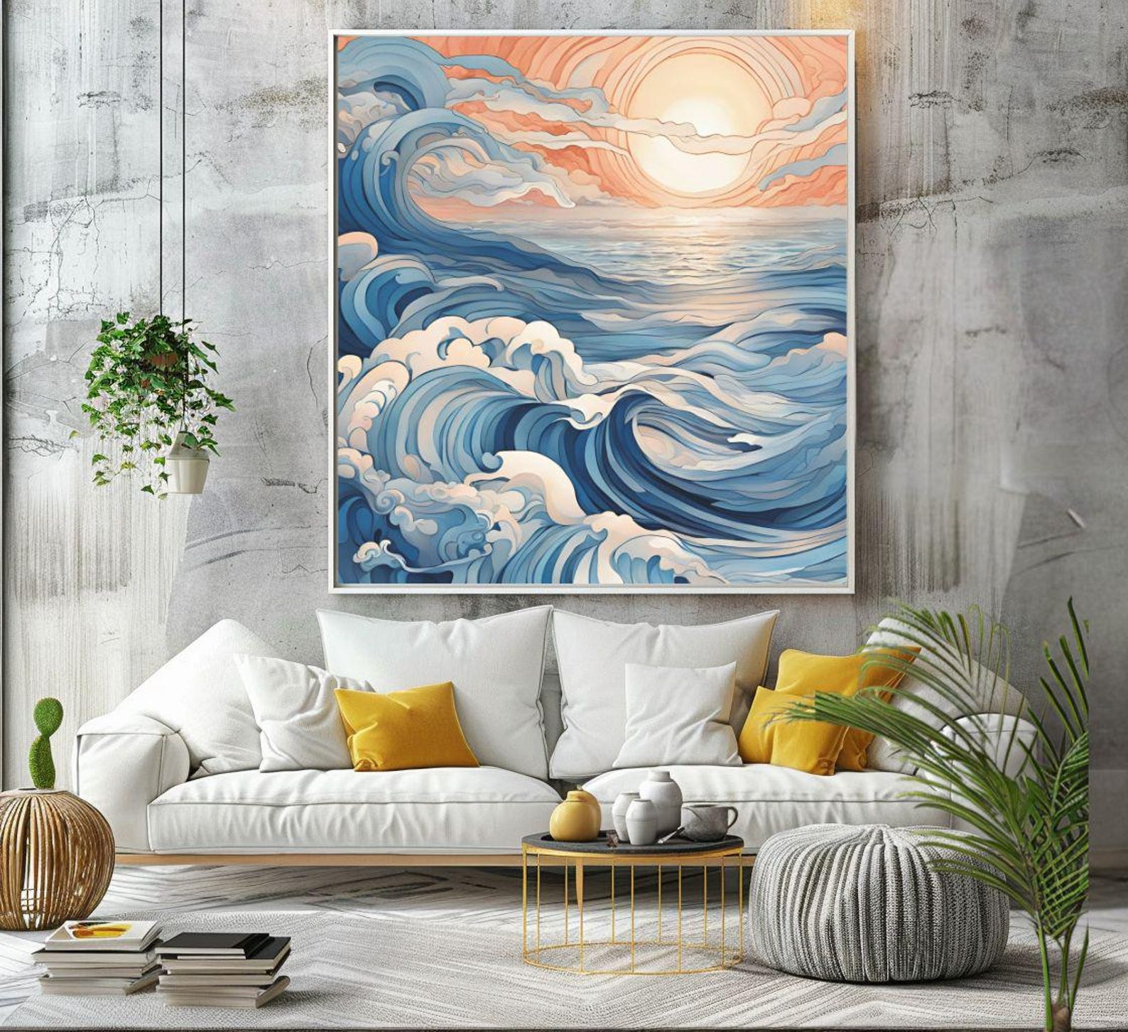 Japanese Ocean Waves Art Print | Asian Wall Art | Abstract Seascape ...