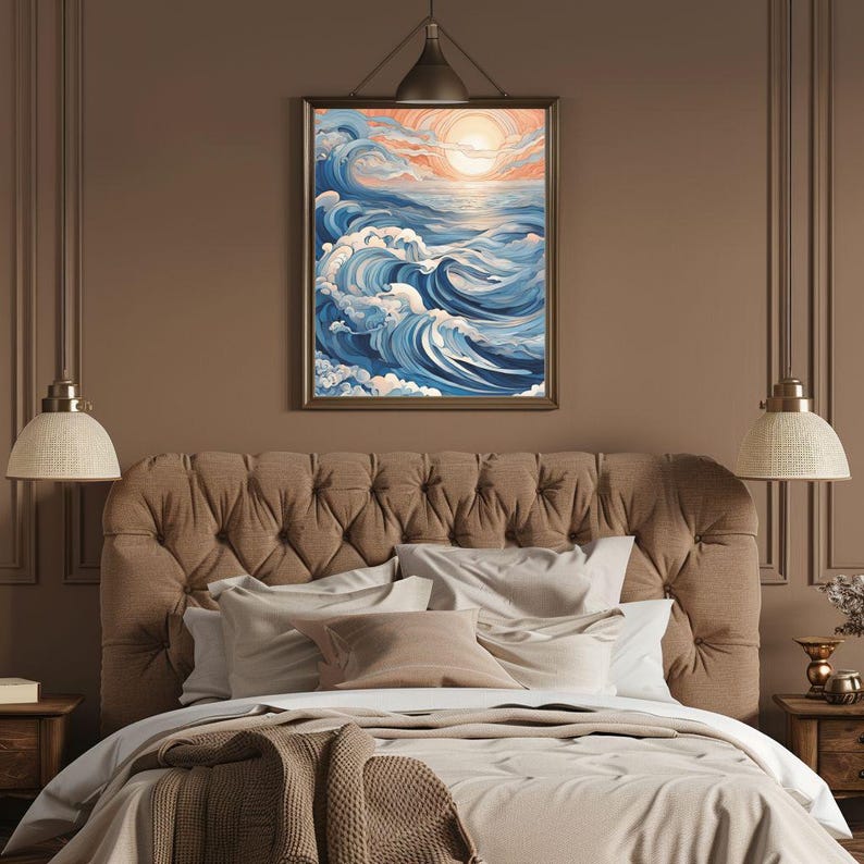 Japanese Ocean Waves Art Print | Asian Wall Art | Abstract Seascape ...