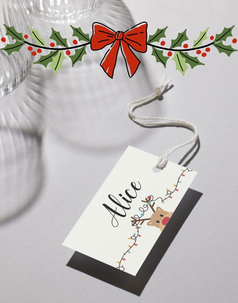 Personalised Christmas Place Cards EDITABLE TEMPLATES, Colourful ...