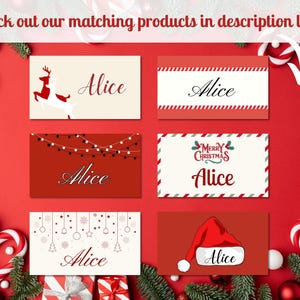 Personalised Christmas Place Cards EDITABLE TEMPLATES, Colourful ...