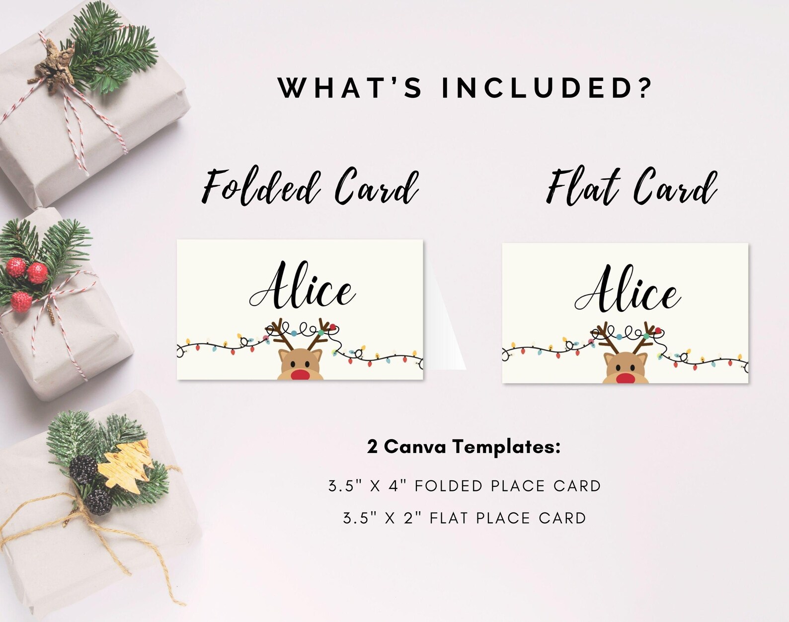 Personalised Christmas Place Cards EDITABLE TEMPLATES, Colourful ...