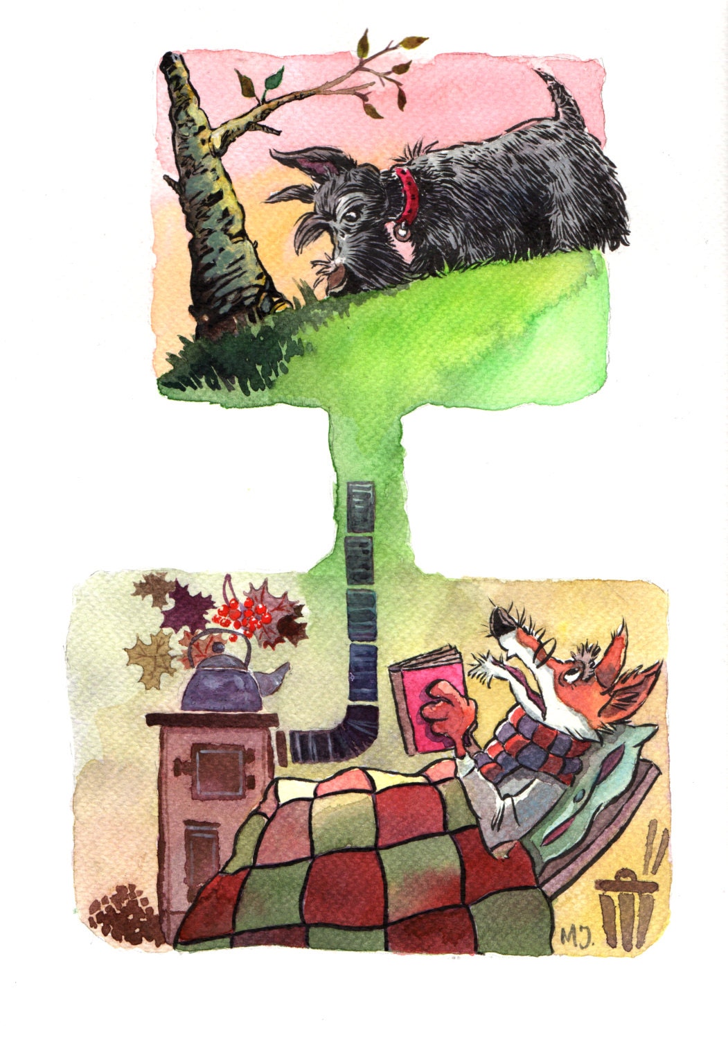 Hunting Scottie Original Watercolour Painting - Etsy