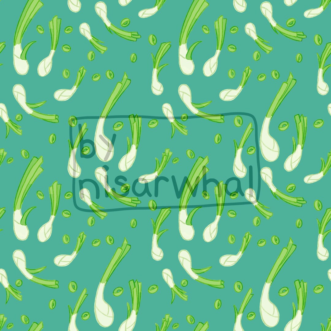Scallion Spring Onion Seamless Pattern | Digital Fabric Design for ...