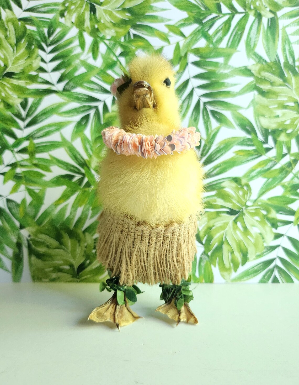 Hula Girl Yellow Duckling Taxidermy, Polynesian Dancer Duck Doll ...