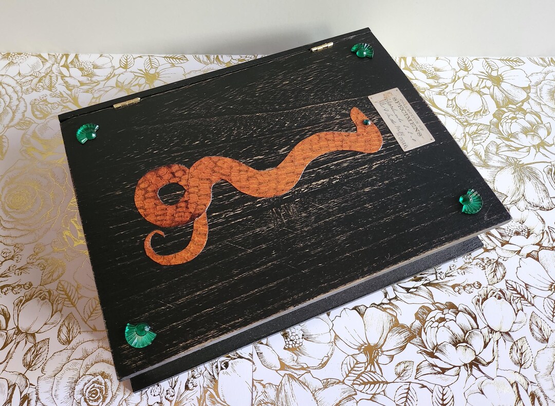 Art Deco Wooden Snake Box, Real Snakeskin Specimen Box With Curiosities ...