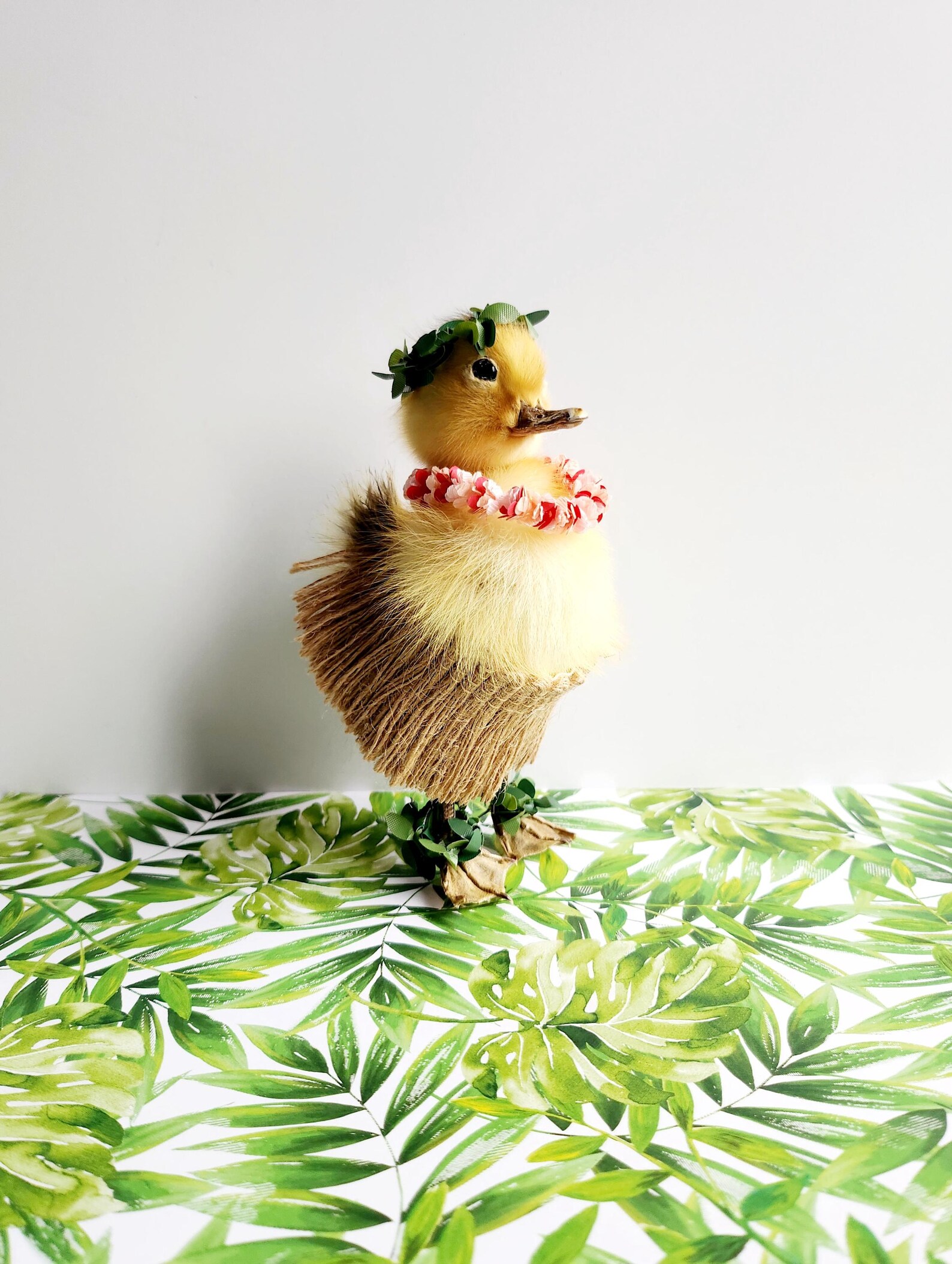 Hula Girl Yellow Duckling Taxidermy, Polynesian Dancer Duck Doll ...