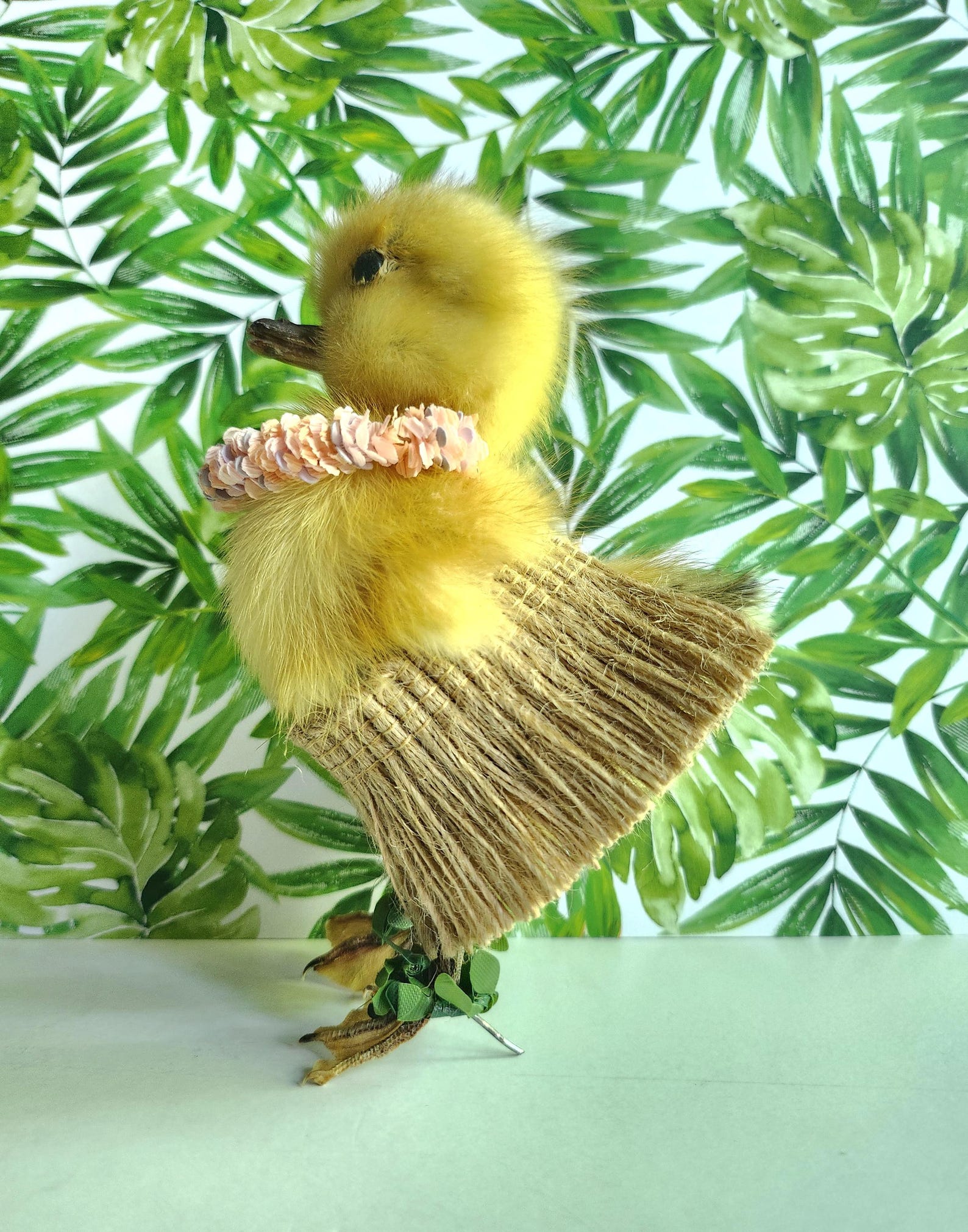 Hula Girl Yellow Duckling Taxidermy, Polynesian Dancer Duck Doll ...