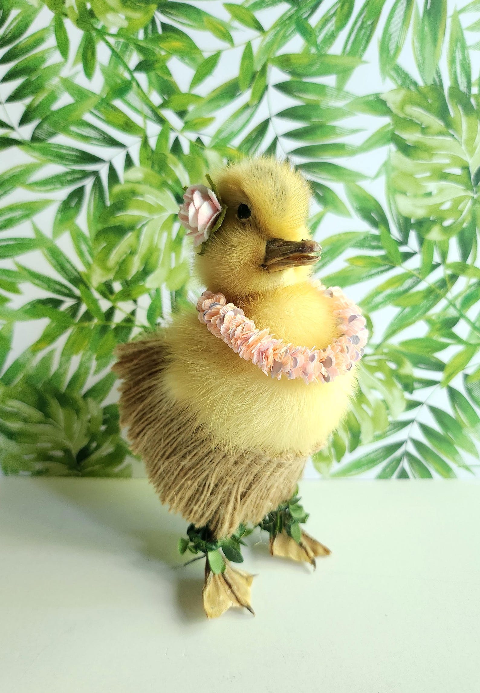 Hula Girl Yellow Duckling Taxidermy, Polynesian Dancer Duck Doll ...