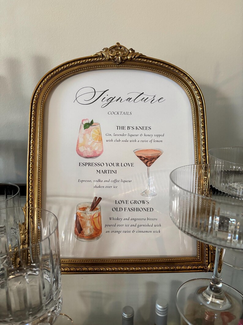 Signature Cocktail Menu - DOWNLOADABLE TEMPLATE - Etsy