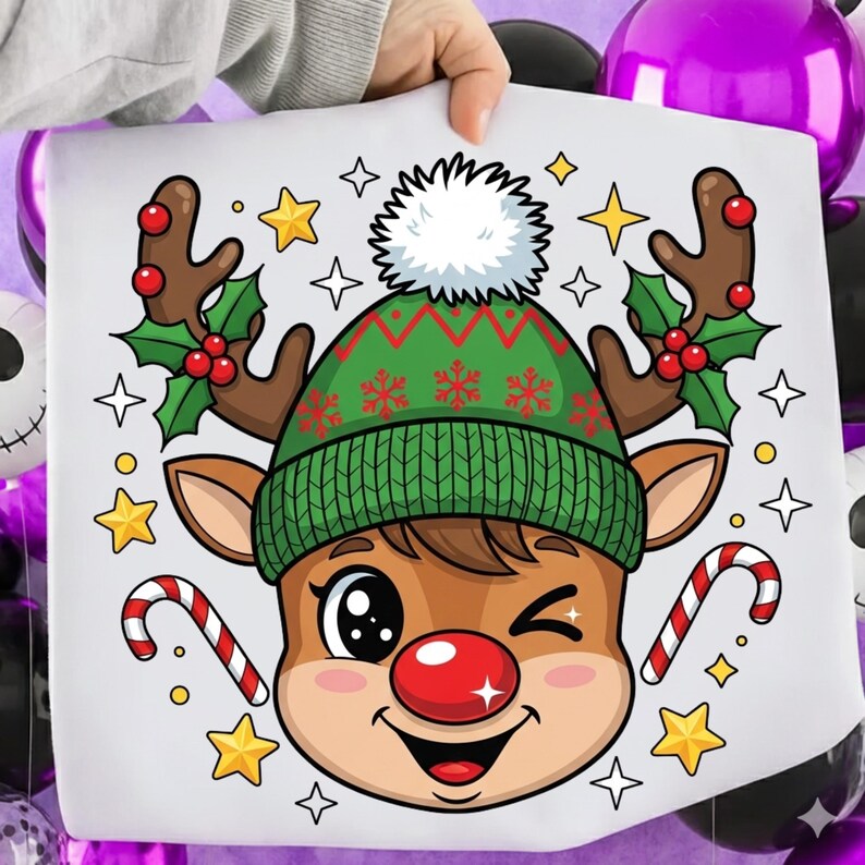 Kids Reindeer Christmas PNG: Matching Boy and Girl Holiday Deer ...