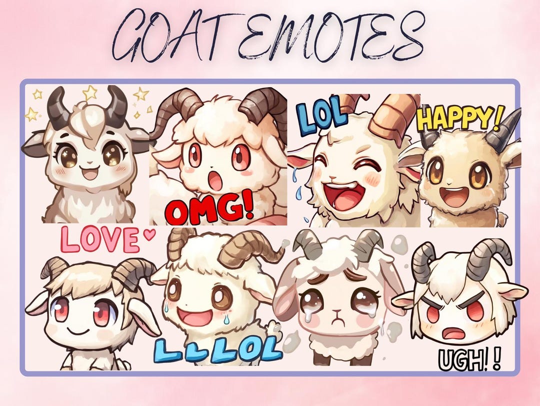 Goat Emotes 100 Twitch Discord Youtube Streaming Cute Kawaii Chibi Goat ...