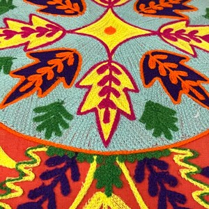 Brightly Colored Boho, Ethnic, Footstool, Footrest, Ottoman With Wooden ...