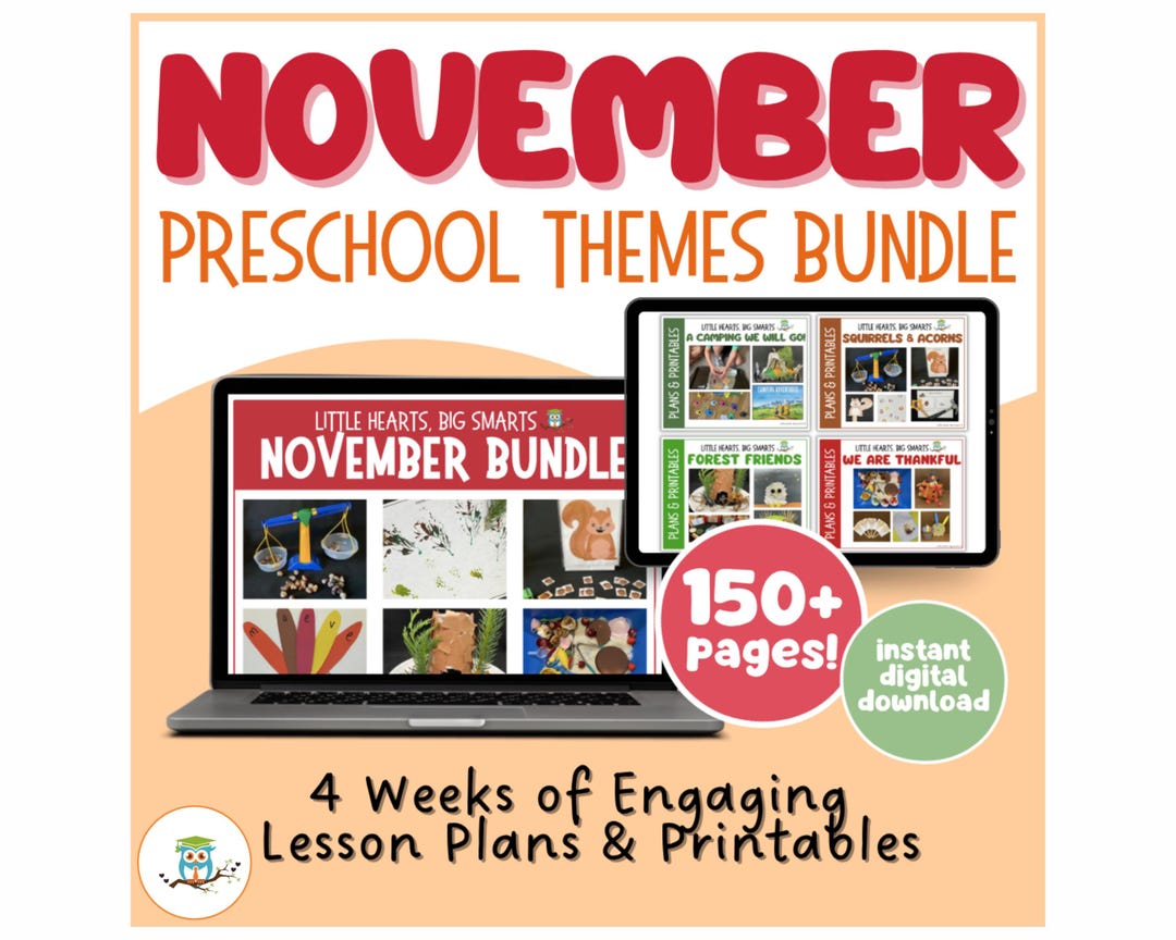 November Preschool Curriculum Bundle | 4 Fall Weekly Themes | Camping ...