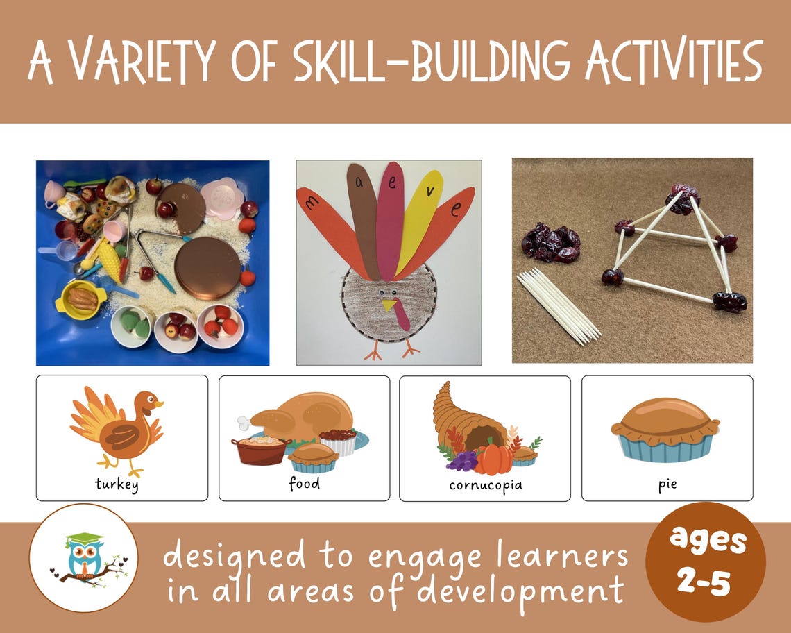 Thanksgiving Preschool Curriculum: Turkey Theme Activities (printable ...