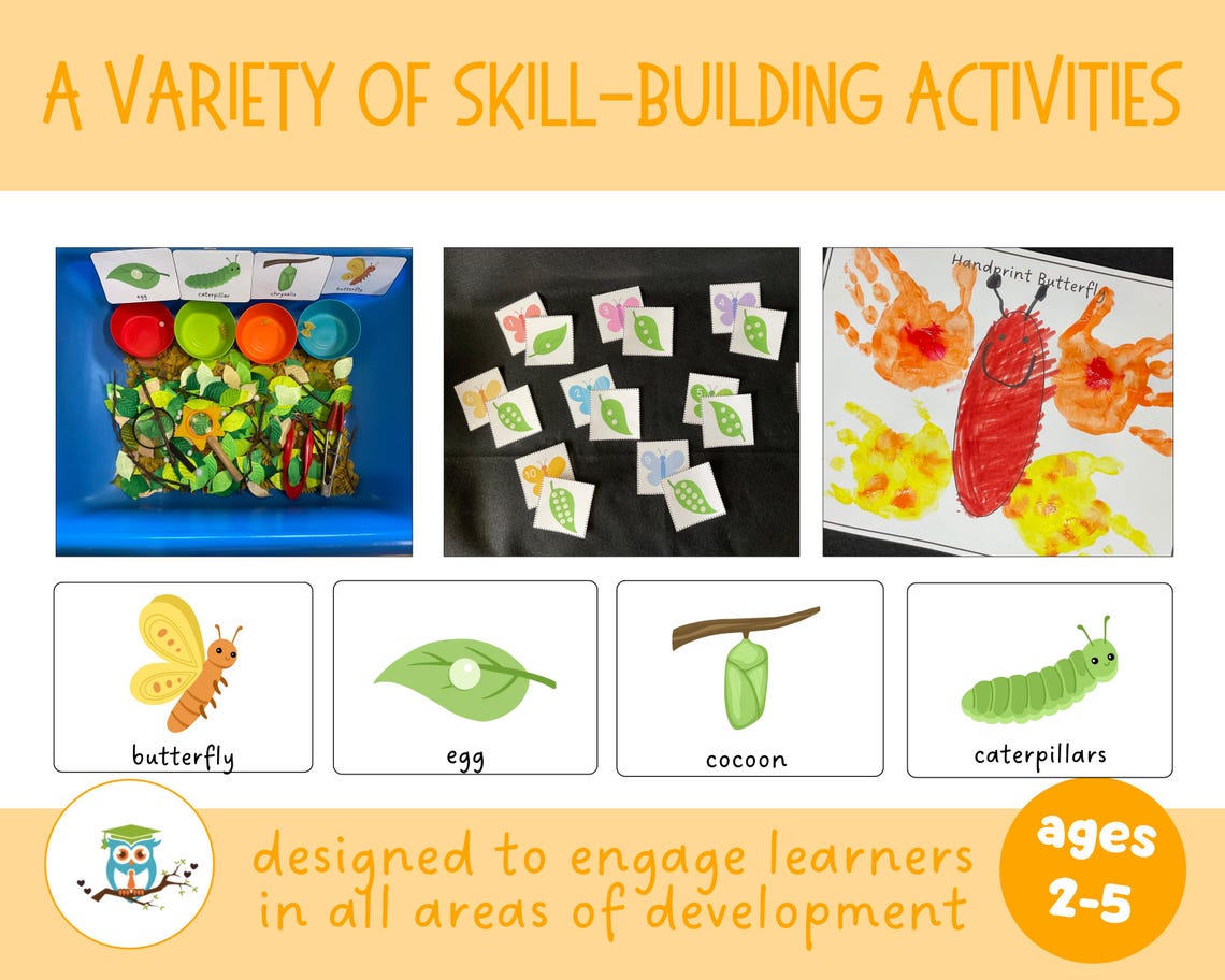 Butterfly Life Cycle Preschool Curriculum: Spring Homeschool Activities ...