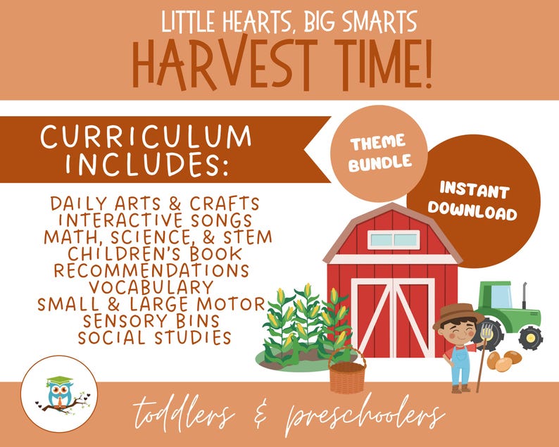 Harvest Time Preschool Curriculum: Fall Learning Activities & Farm ...