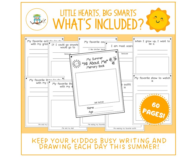 My Summer "all About Me" Memory Book for Prek-6th Grade, Summer Daily ...