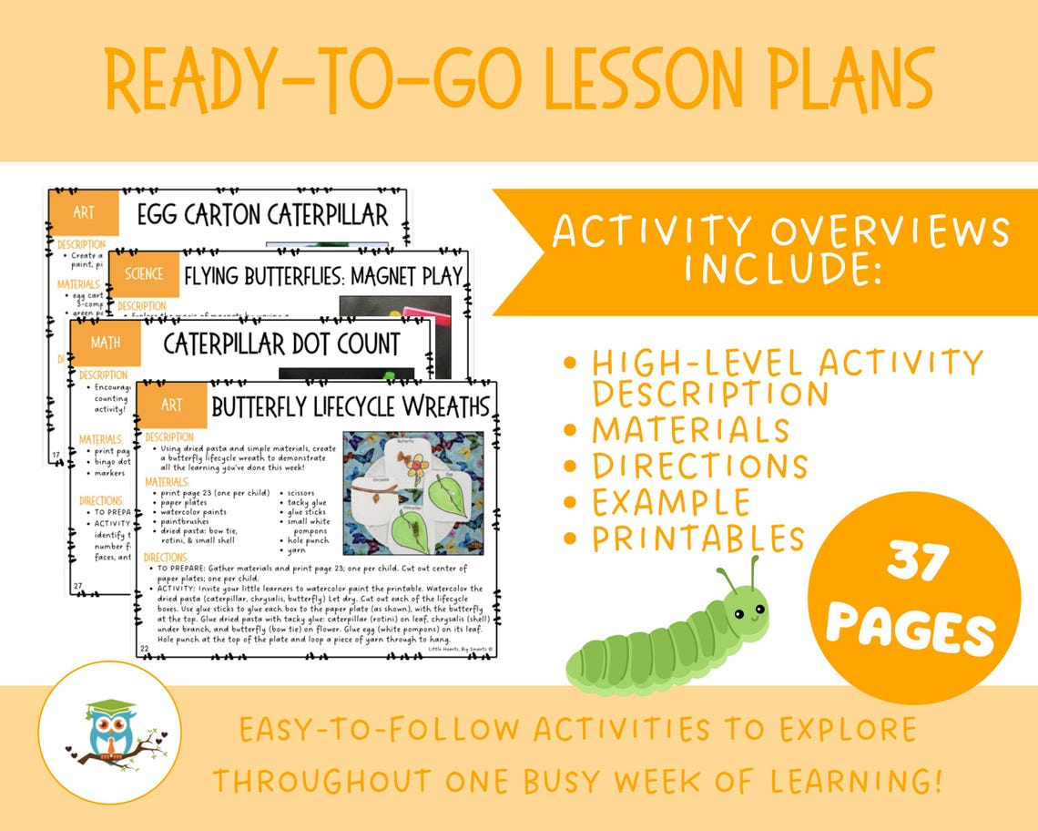 Butterfly Life Cycle Preschool Curriculum: Spring Homeschool Activities ...