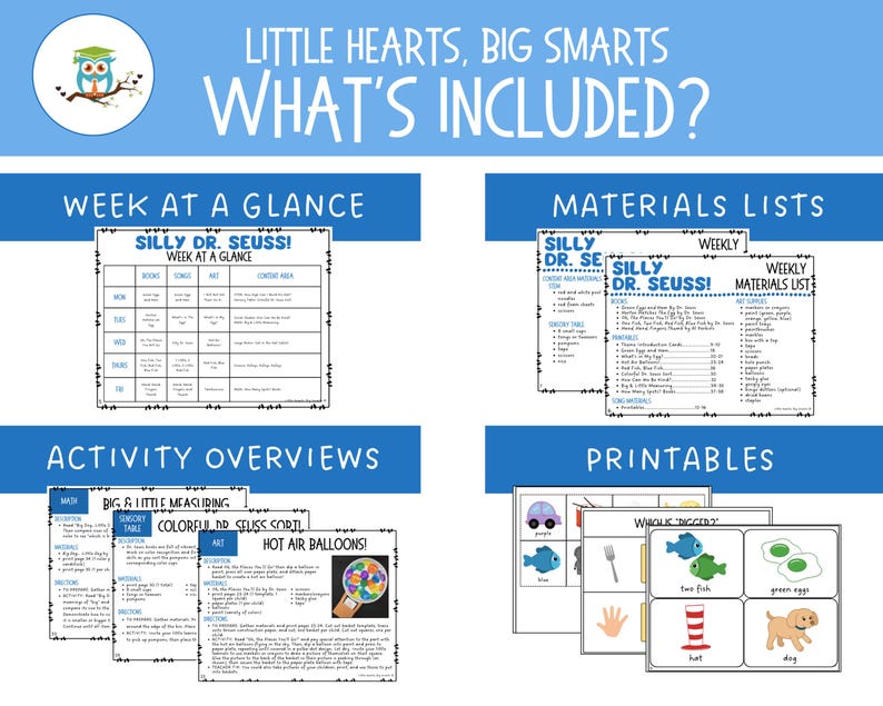 Dr Seuss Week Preschool Curriculum | Literacy Activities Lesson Plans ...