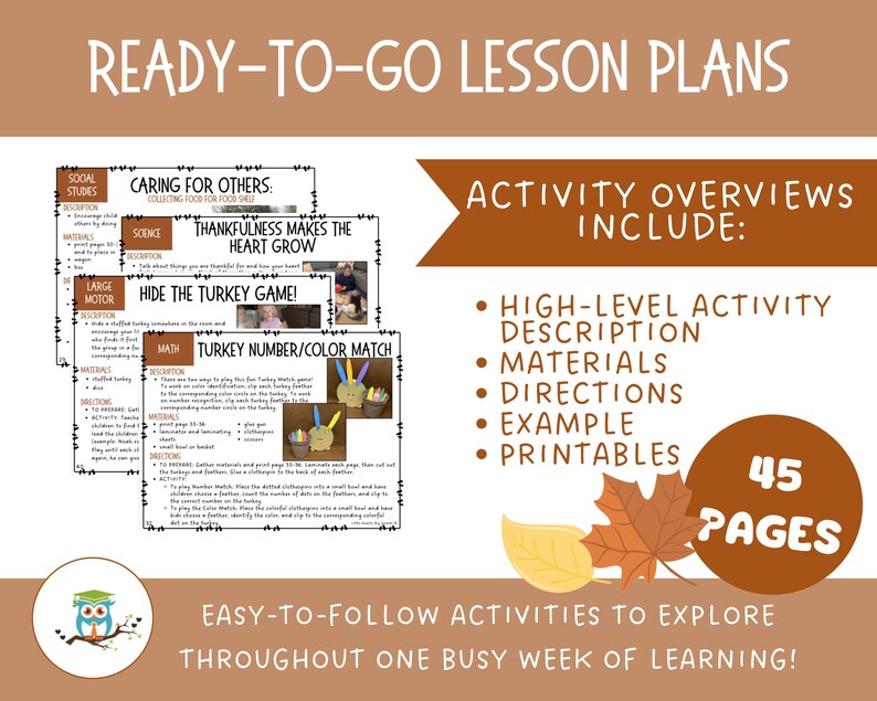 Thanksgiving Preschool Curriculum: Turkey Theme Activities (printable ...