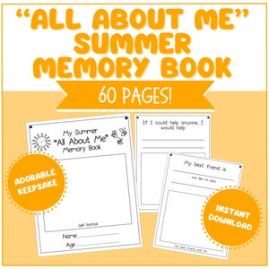 My Summer "all About Me" Memory Book for Prek-6th Grade, Summer Daily ...