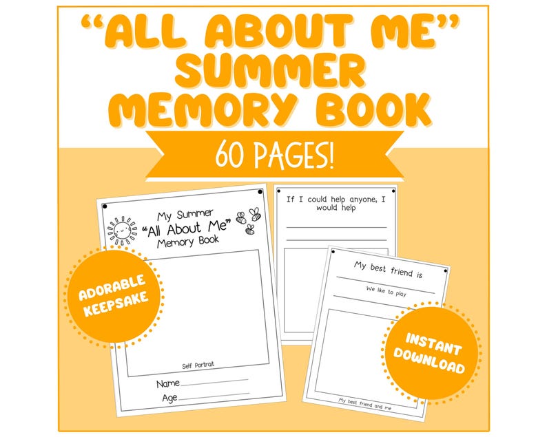 My Summer "all About Me" Memory Book for Prek-6th Grade, Summer Daily ...