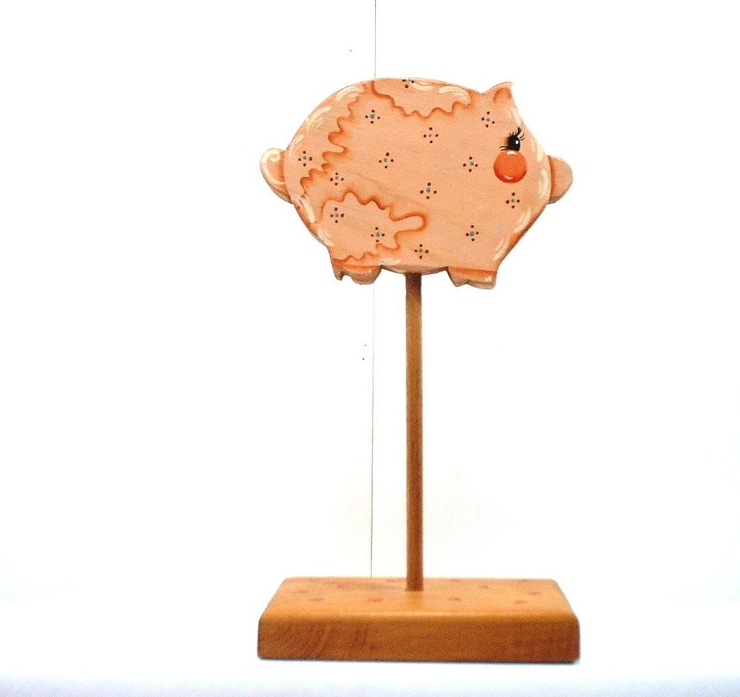 Pink Pig 223. Country Pig on a Stand, Country Primitive Style Design ...