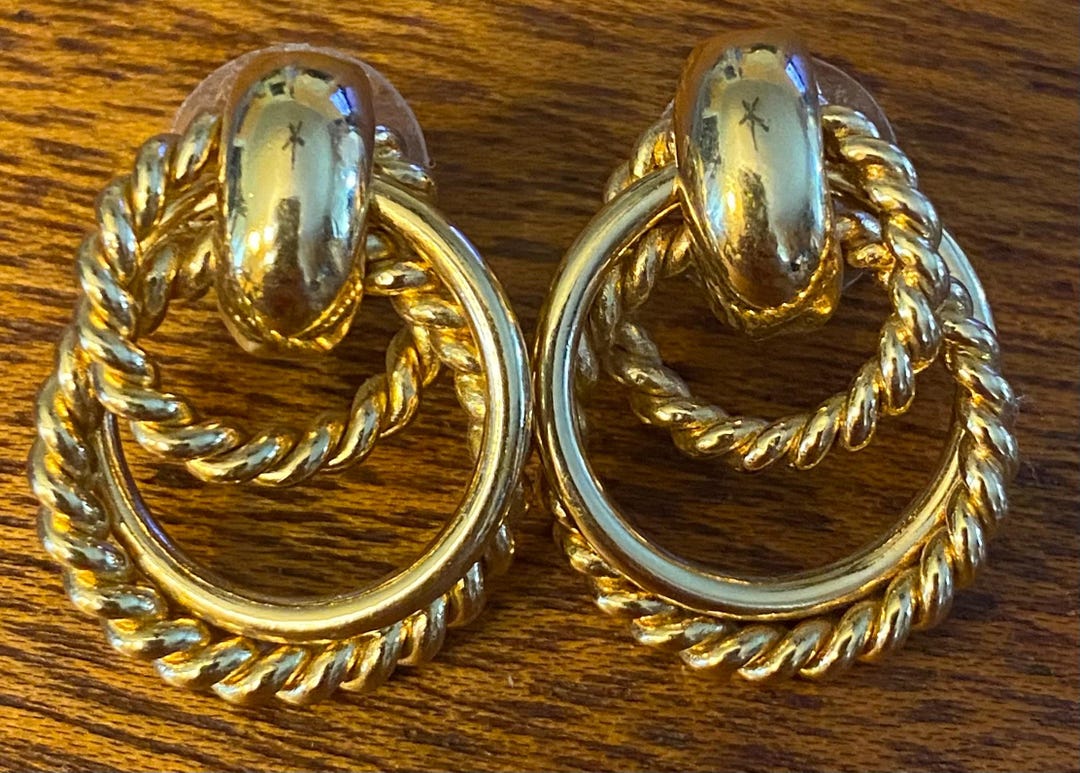 Vintage Avon Gold Tone Triple Loop Signed Pierced Post Earrings - Etsy