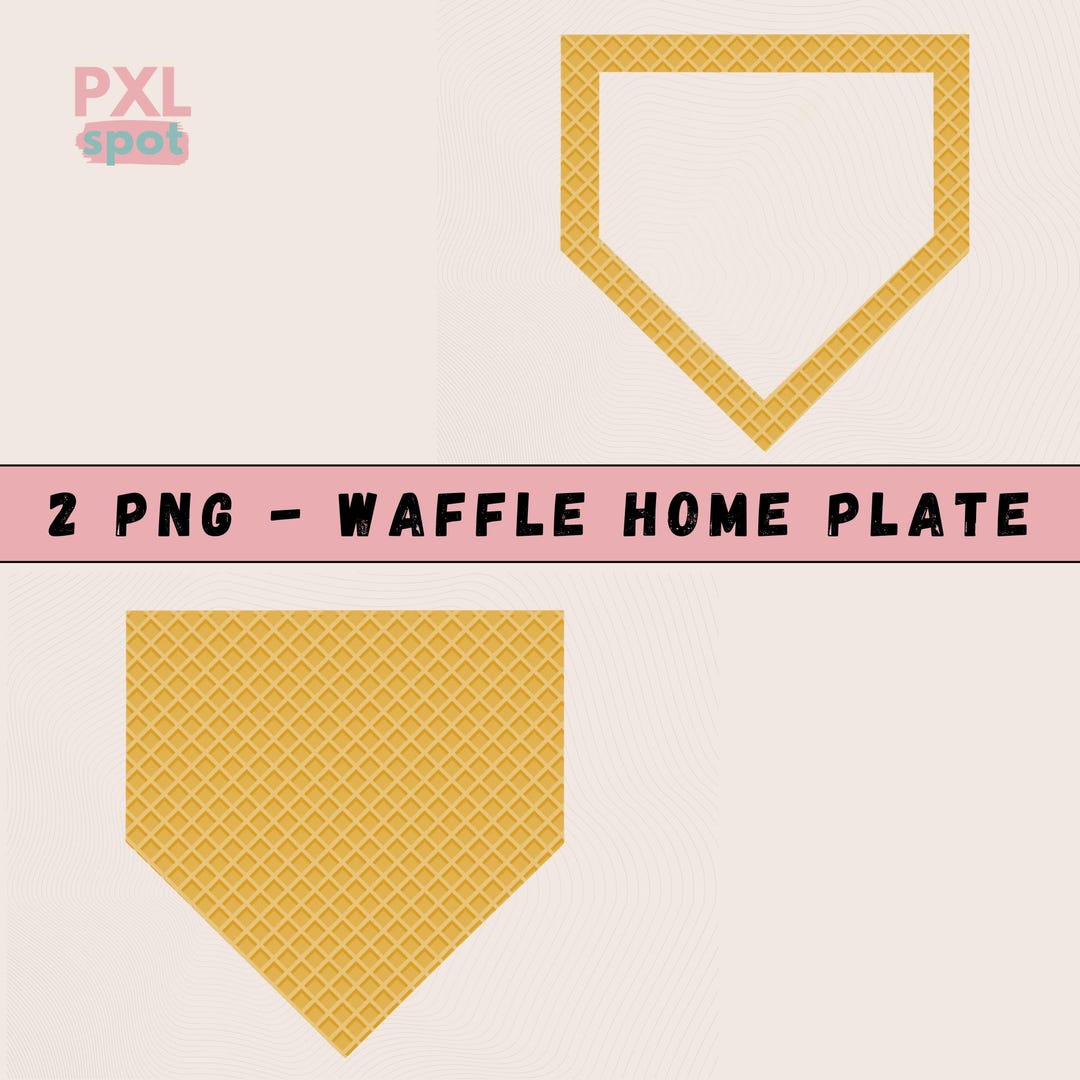 2 Waffle Home Plate, Drip Baseball Plate PNG, Baseball Ice Cream Drip ...