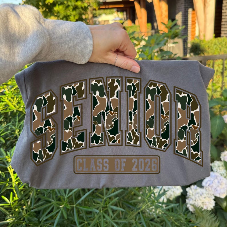 Retro Camo Senior 2026 Design, Graduation Shirt Png, High School Shirt ...