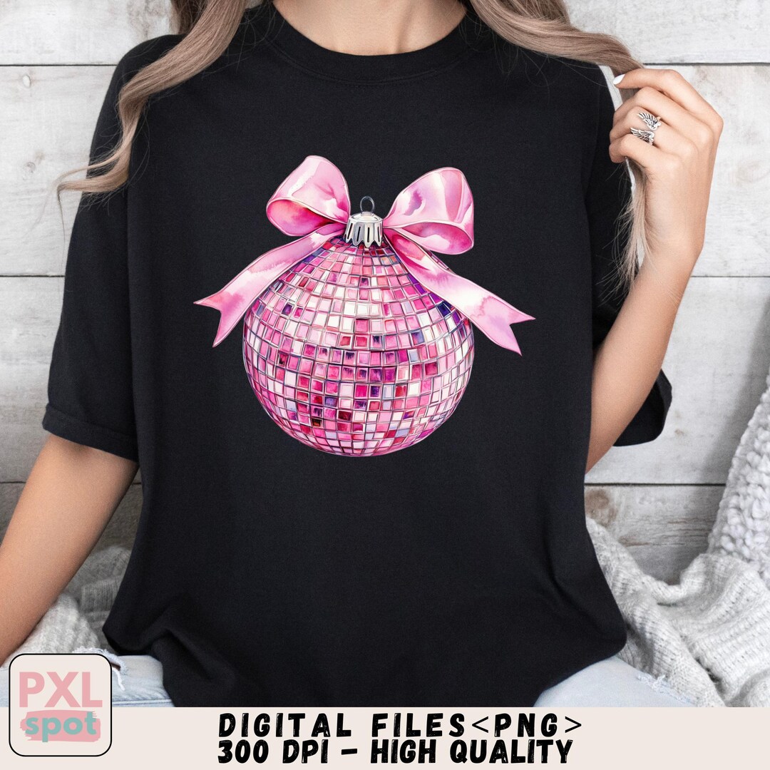 New Year Png, Discoball Disco Ball Png, Pink Coquette Bow, Decor Disco ...