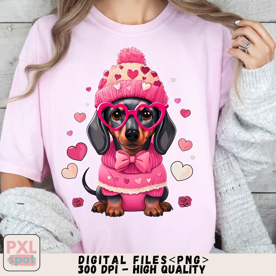 Valentine Dachshund Dog, Sausage Dog Png, Valentine's Day Dog Mom Png ...