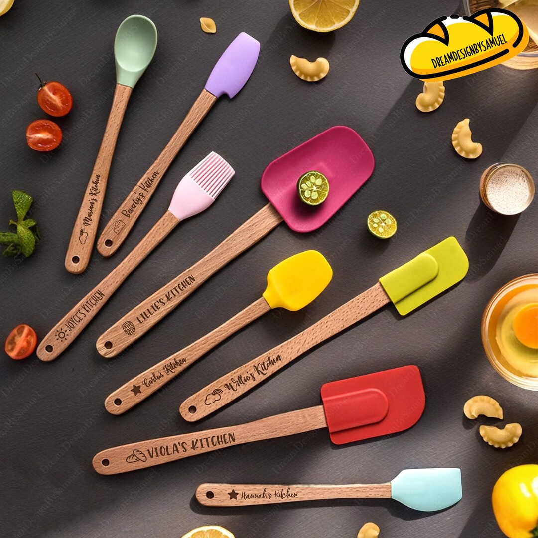 Personalized Silicone Spatula With Wood Handle ,engraved Spatula ...