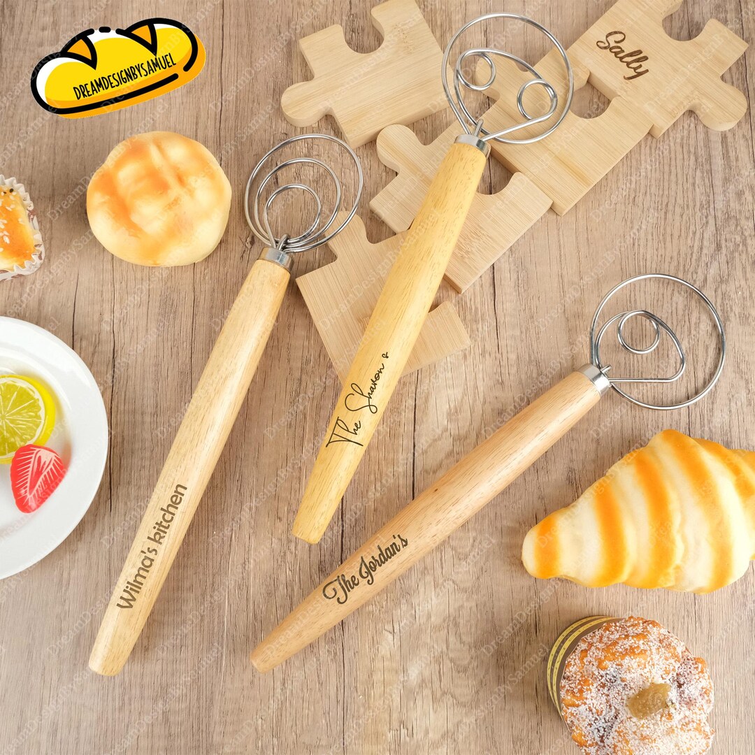 Custom Danish Dough Whisk ,personalized Wooden Dough Whisk ,initial ...