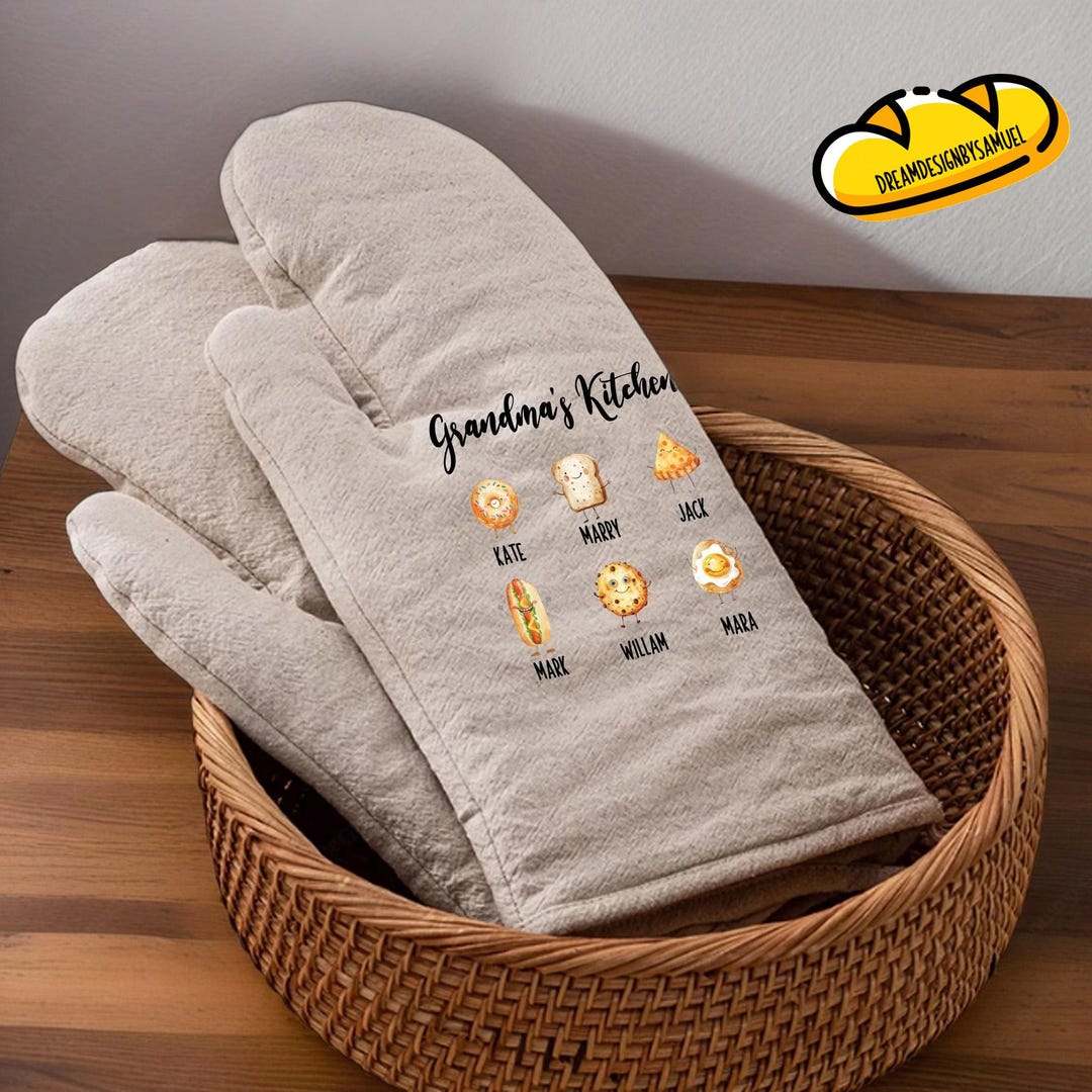 Personalized Grandma Oven Mitts,custom Oven Mitts,grandma Birthday ...