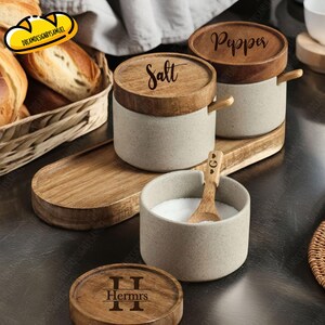 Personalized Practical Salt Box With Lid, Engraved Initial Salt Box ...