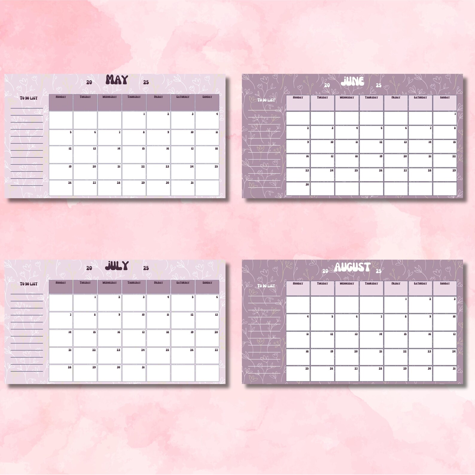 2025 Minimalist Boho Printable Calendar, Monthly Planner With To-do ...