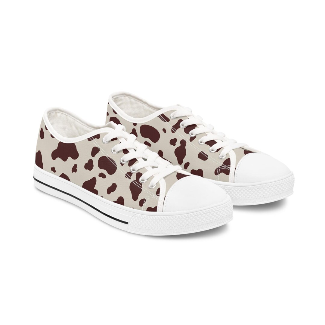 Cow Print Women's Sneakers, Country Farm Style Low Top Shoes, Cow ...