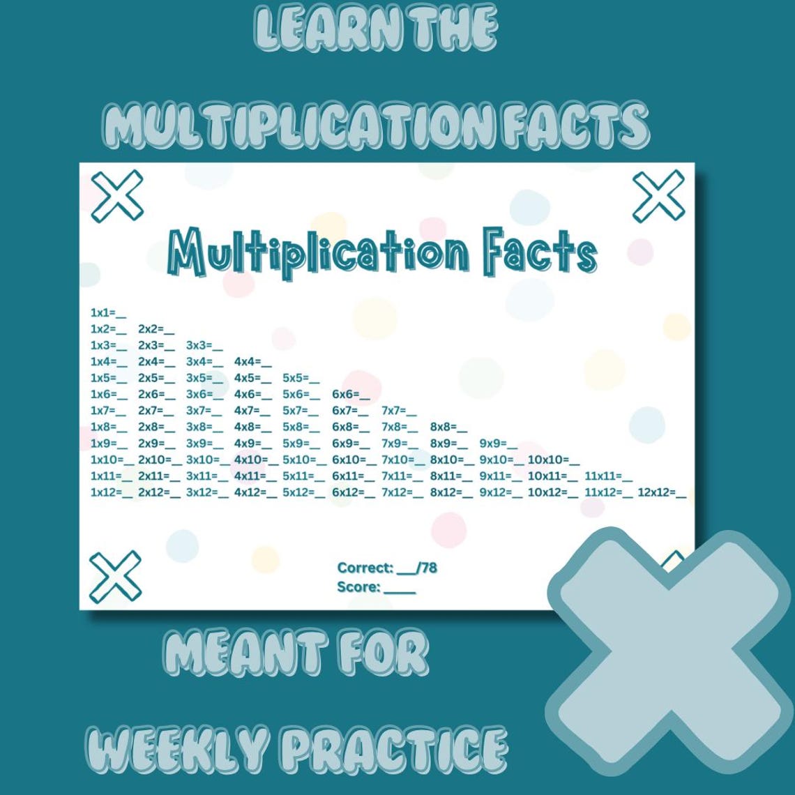 Weekly Multiplication Facts Practice Worksheet - Reusable Printable PDF ...