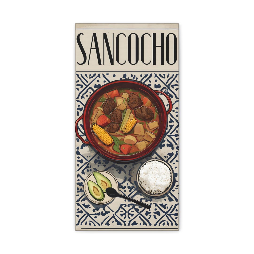 Canvas Print, Vintage Sancocho Illustration, Kitchen Wall Art Decor ...