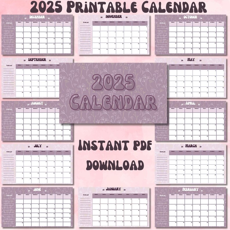 2025 Minimalist Boho Printable Calendar, Monthly Planner With To-do ...