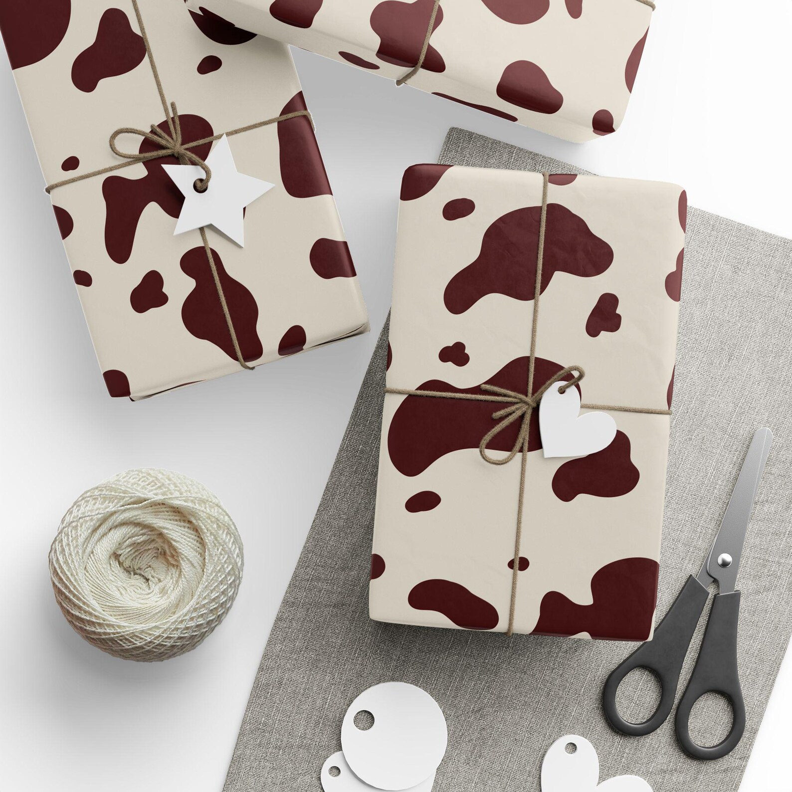Cow Print Wrapping Papers, Pastoral Farm Animal Gift Wrap for Birthday ...