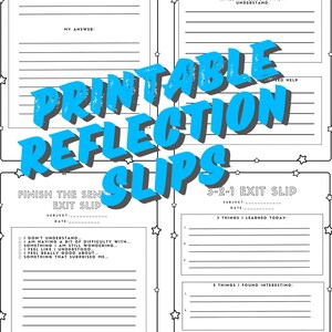 Printable Exit Slips, Reflection Worksheets for Classrooms, Instant Download, Teacher Resources ...
