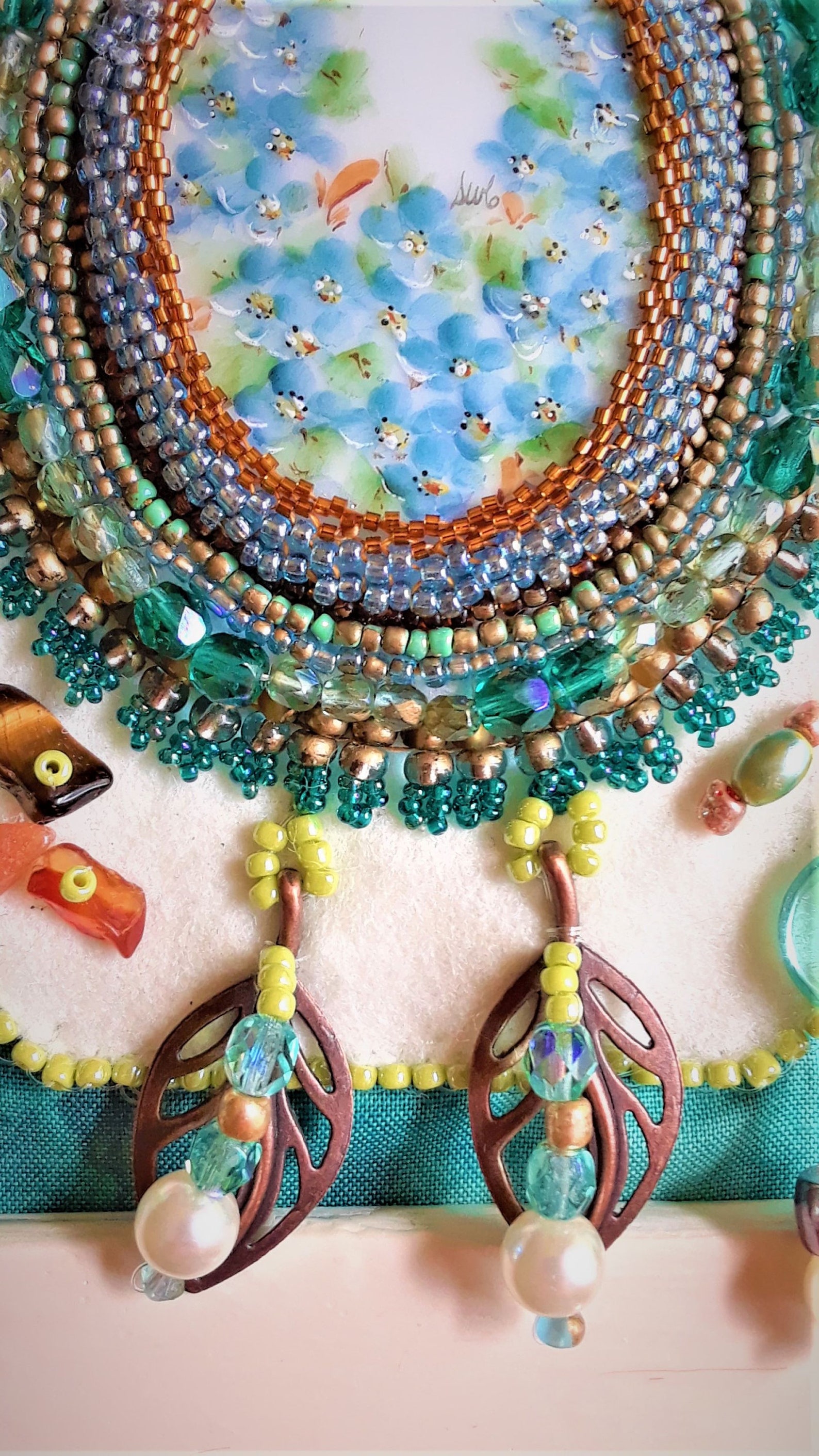 Vintage Jewelry, Bead Art, Framed Mix Media, Unique Artwork ...