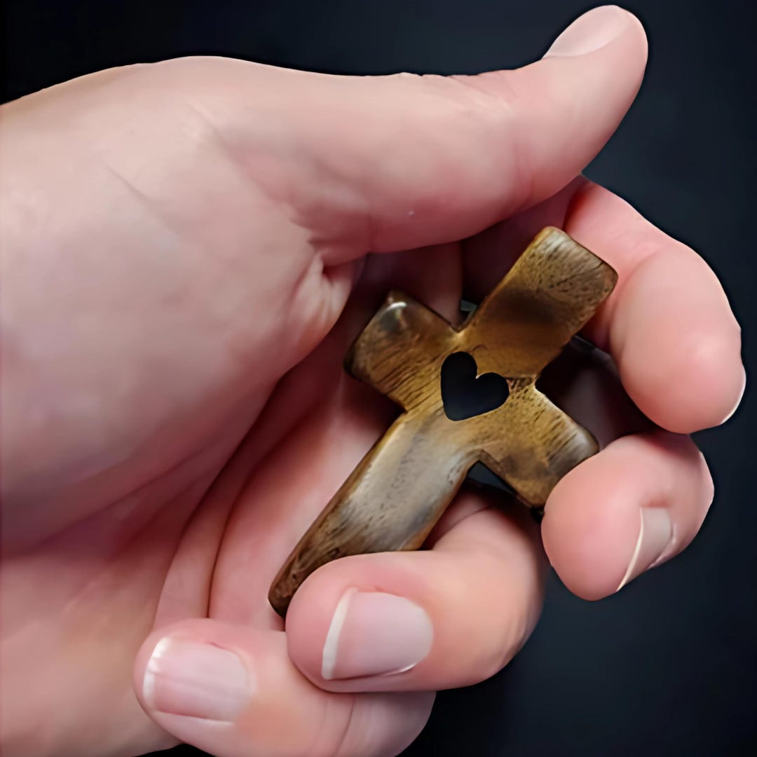 Handmade Cross My Heart Wooden Cross Small Pocket Thumb Crosses ...