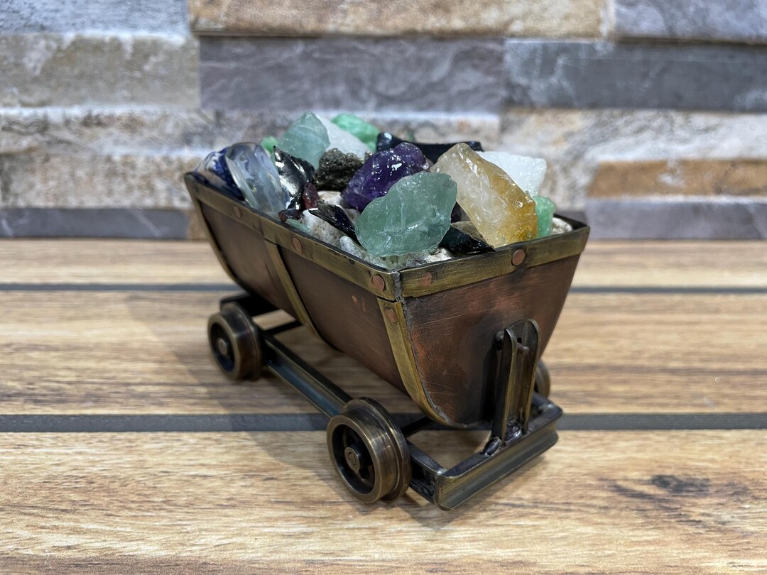 Miniature Mine Wagon With Natural Mineral Crystals—copper & Brass ...