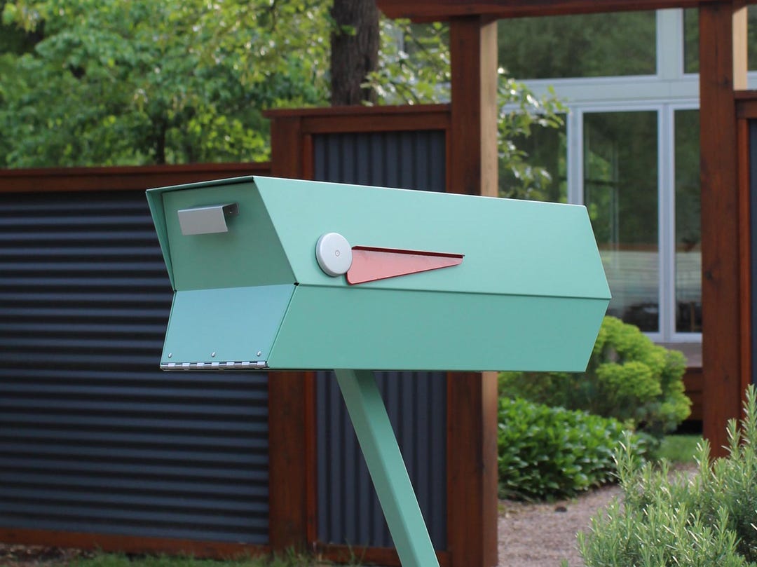 Mid-century Modern Mailbox: Retro Colors, Post Mounted (monochrome ...